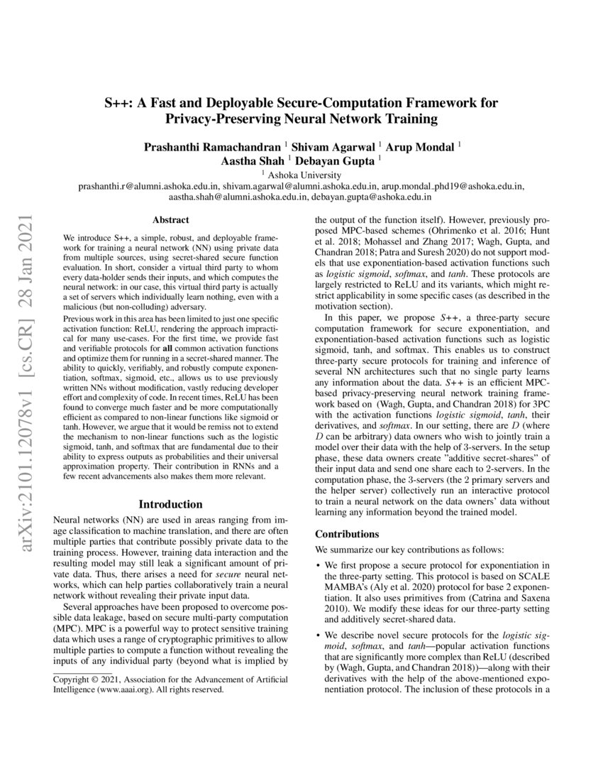S A Fast And Deployable Secure Computation Framework For Privacy Preserving Neural Network 