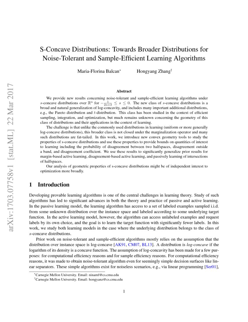 S-Concave Distributions: Towards Broader Distributions for Noise-Tolerant and Sample-Efficient ...