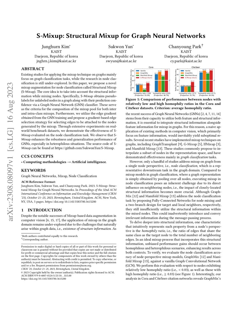 S-Mixup: Structural Mixup for Graph Neural Networks | DeepAI