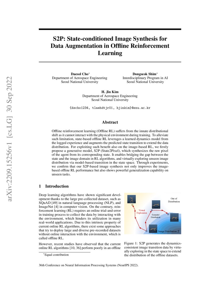 S2p State Conditioned Image Synthesis For Data Augmentation In Offline Reinforcement Learning