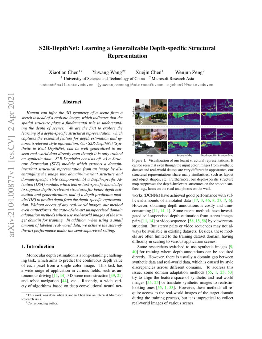 S2R-DepthNet: Learning a Generalizable Depth-specific Structural Representation | DeepAI