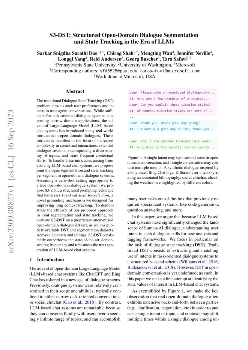 S3-DST: Structured Open-Domain Dialogue Segmentation and State Tracking in the Era of LLMs | DeepAI