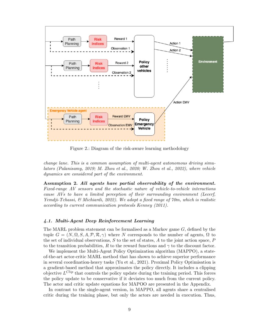 Safe And Efficient Manoeuvring For Emergency Vehicles In Autonomous Traffic Using Multi Agent