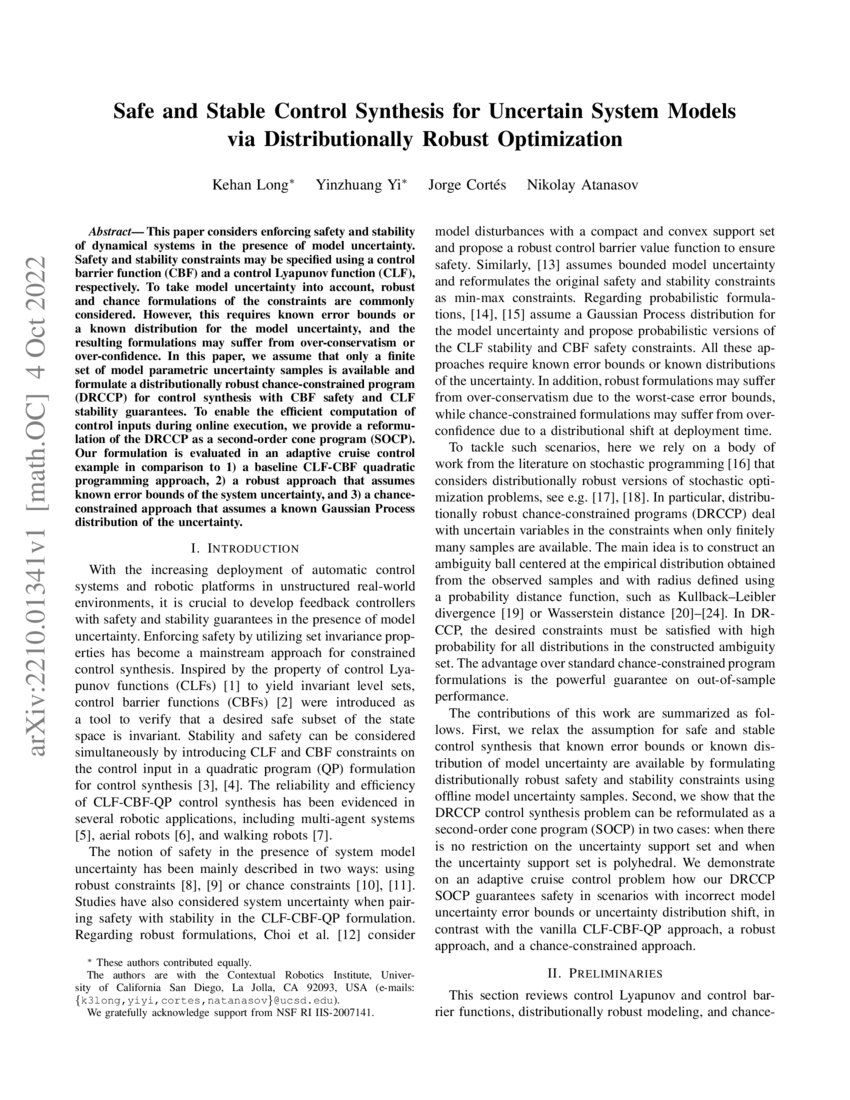 Safe and Stable Control Synthesis for Uncertain System Models via ...