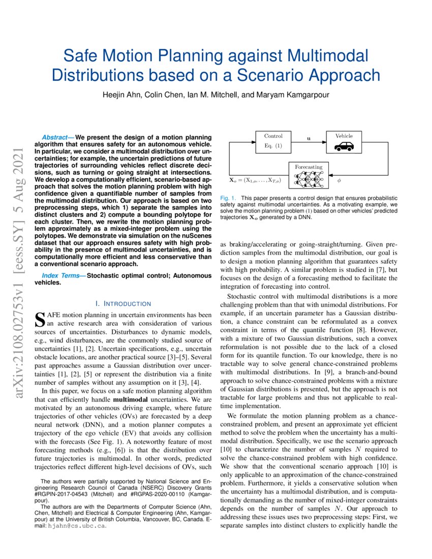 Safe Motion Planning against Multimodal Distributions based on a ...