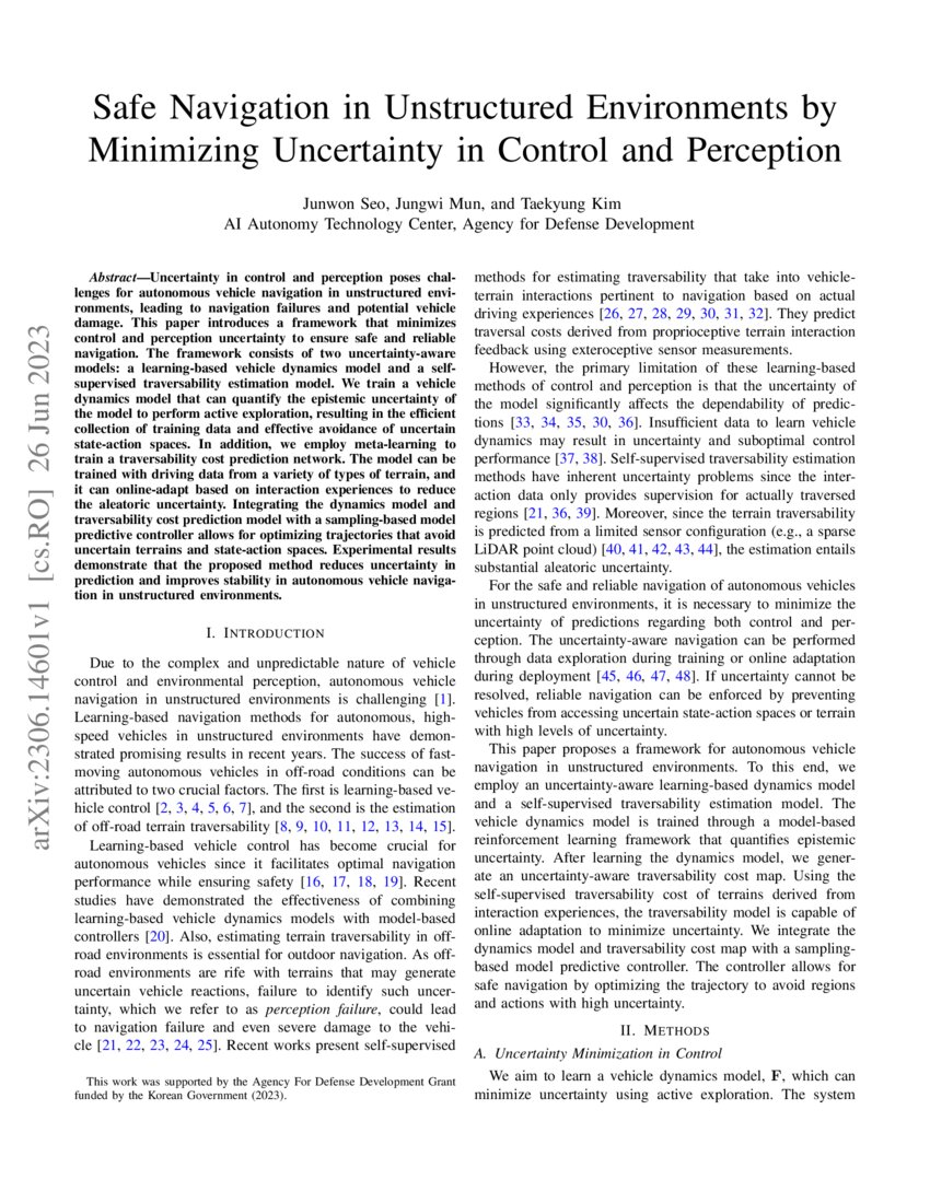 Safe Navigation in Unstructured Environments by Minimizing Uncertainty in Control and Perception ...