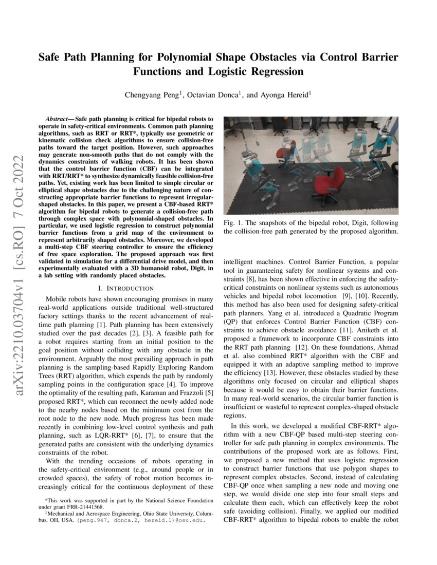 Safe Path Planning For Polynomial Shape Obstacles Via Control Barrier Functions And Logistic 