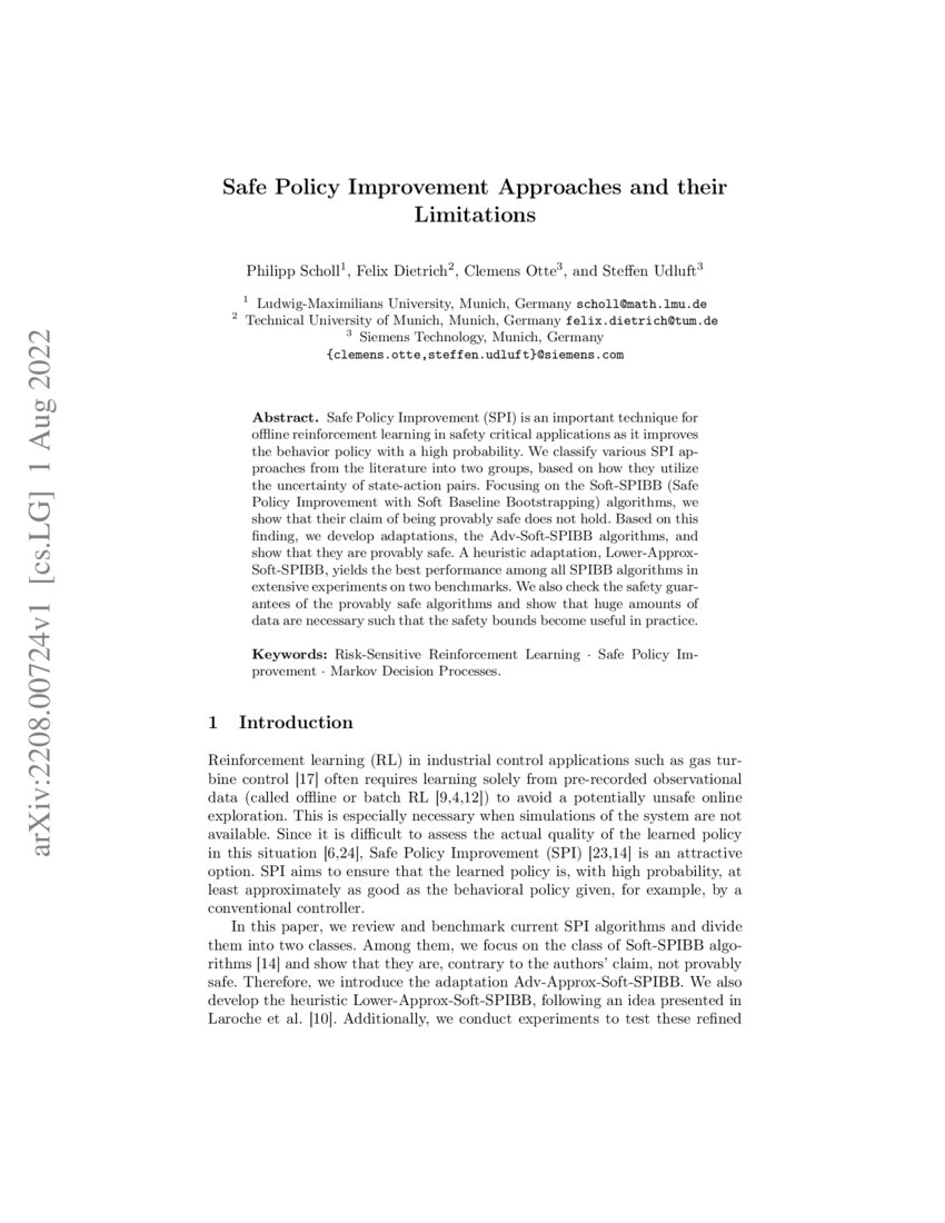 Safe Policy Improvement Approaches and their Limitations | DeepAI
