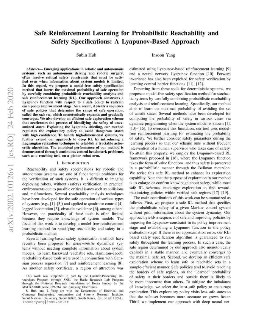 Safe reinforcement learning for probabilistic reachability and safety specifications: A Lyapunov ...