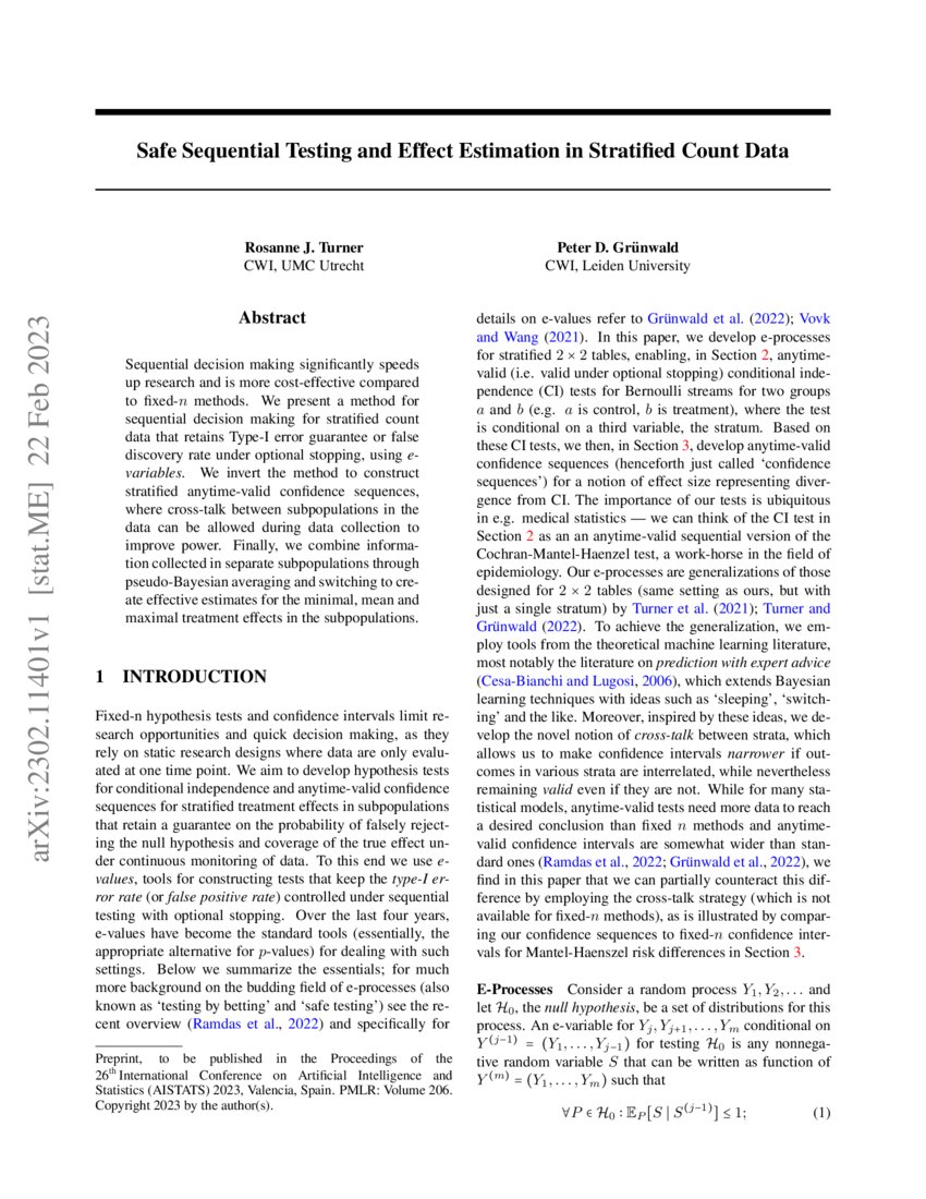 Safe Sequential Testing And Effect Estimation In Stratified Count Data Deepai