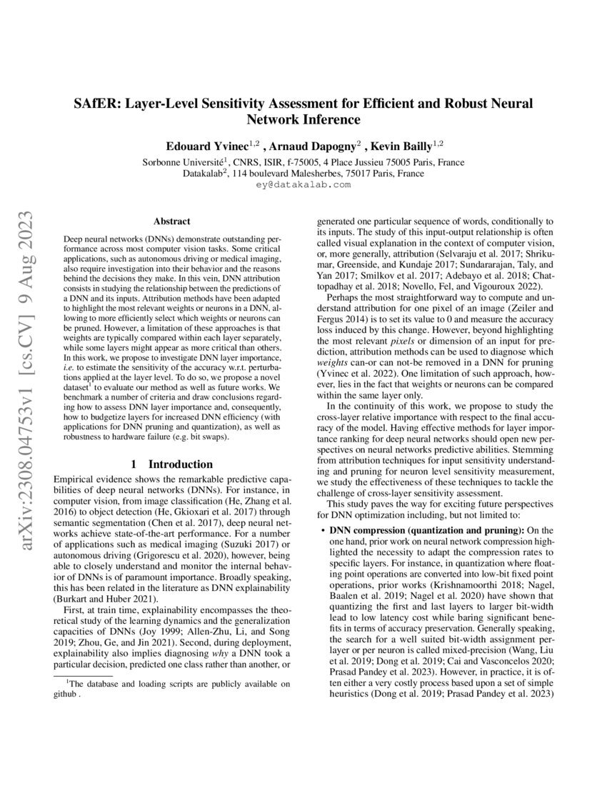 Safer Layer Level Sensitivity Assessment For Efficient And Robust Neural Network Inference Deepai