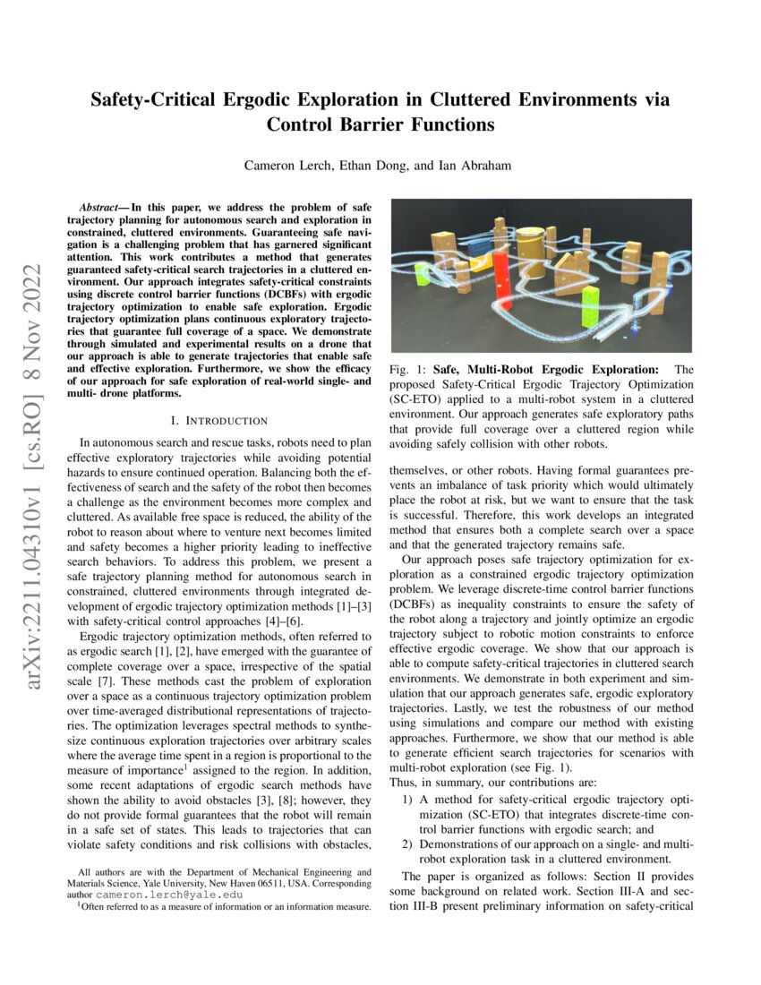 Safety-Critical Ergodic Exploration in Cluttered Environments via Control Barrier Functions | DeepAI