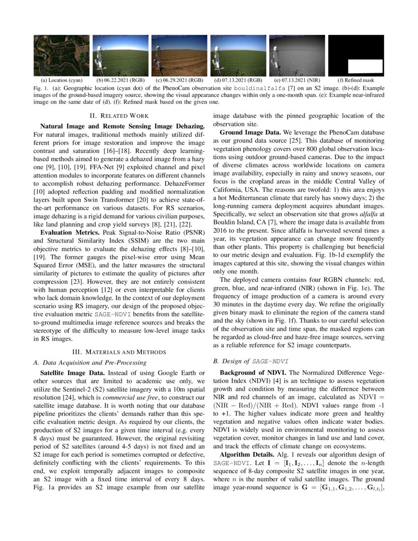 Sage Ndvi A Stereotype Breaking Evaluation Metric For Remote Sensing Image Dehazing Using