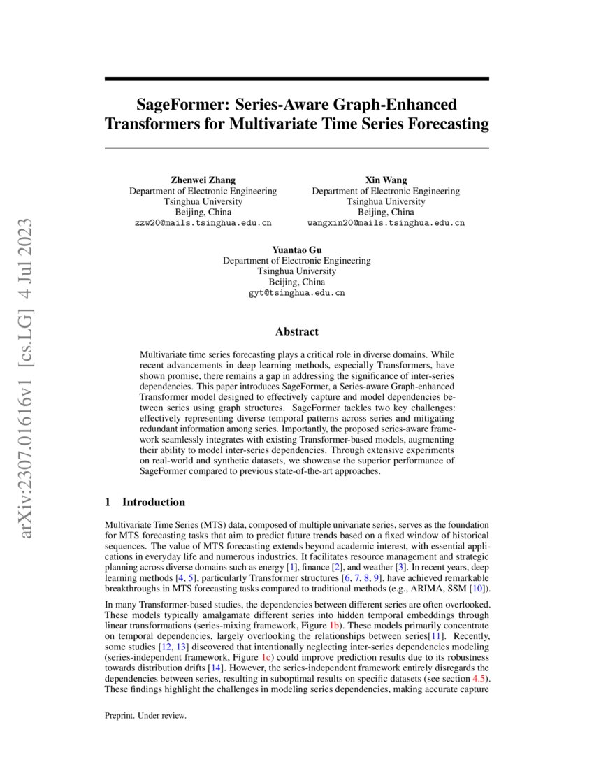 Sageformer Series Aware Graph Enhanced Transformers For Multivariate