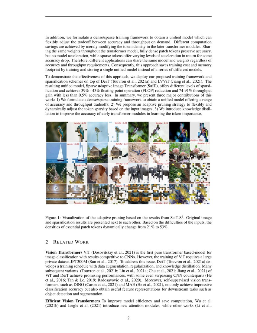 SaiT: Sparse Vision Transformers through Adaptive Token Pruning | DeepAI