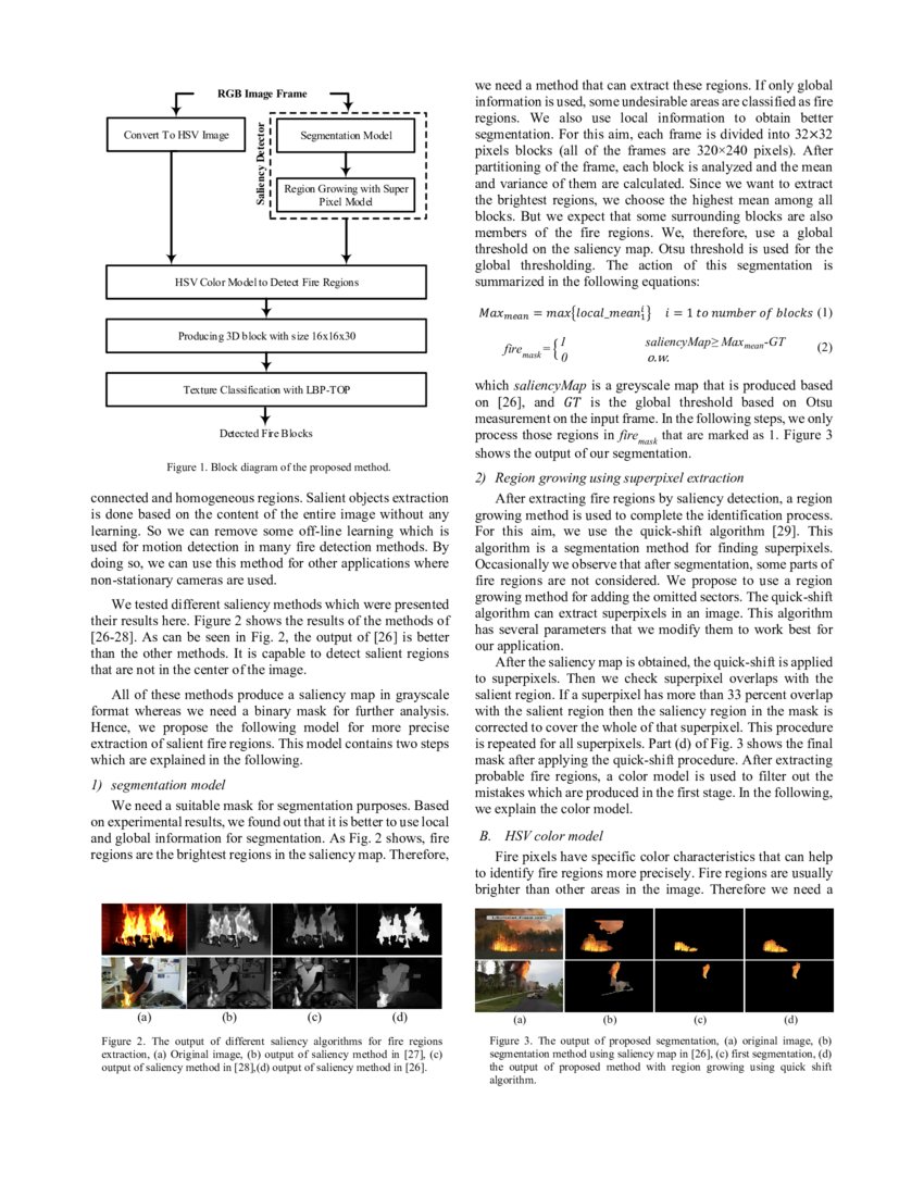 Saliency Based Fire Detection Using Texture and Color Features | DeepAI