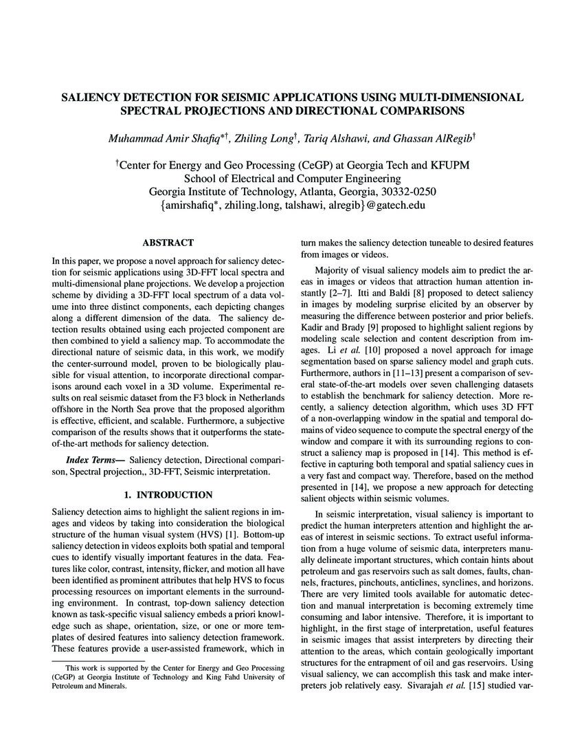 Saliency Detection For Seismic Applications Using Multi Dimensional