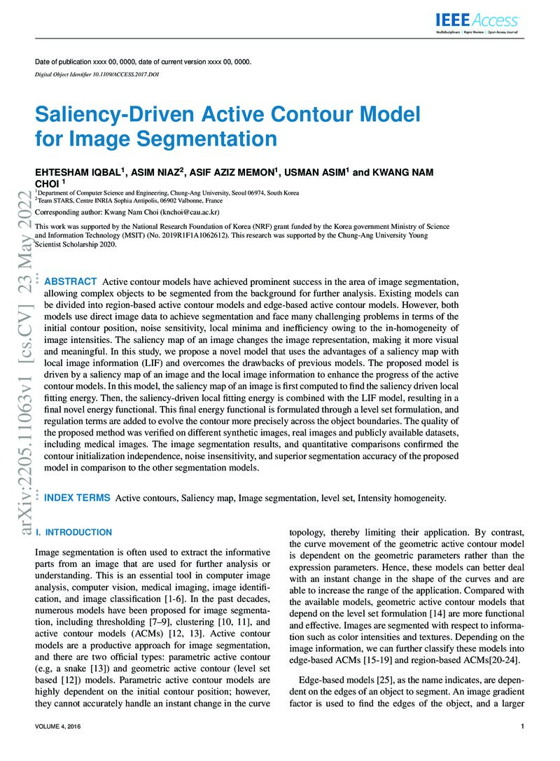 Saliency Driven Active Contour Model For Image Segmentation Deepai