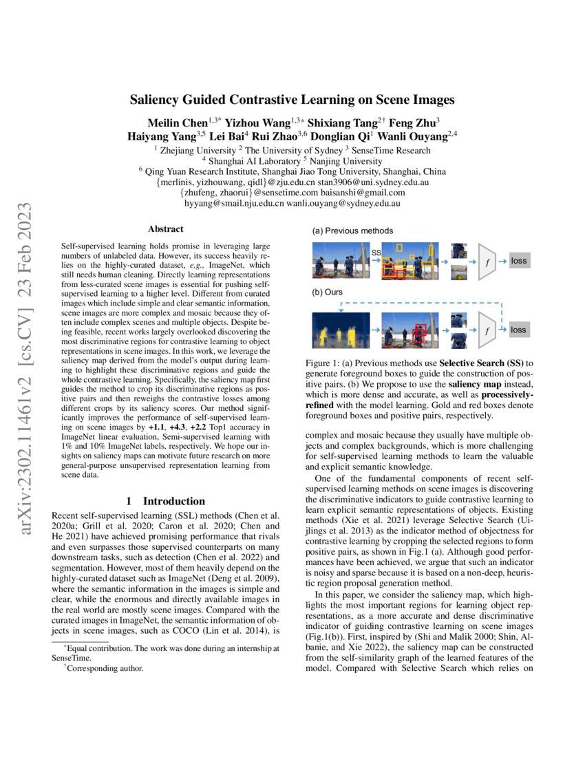 Saliency Guided Contrastive Learning on Scene Images | DeepAI Saliency Guided Contrastive Learning on Scene Images | DeepAI