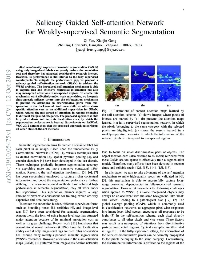 Saliency Guided Self-attention Network for Weakly-supervised Semantic ...