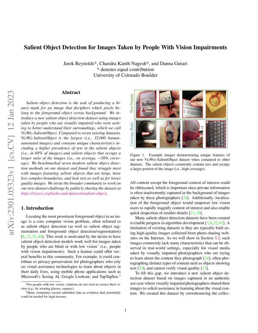 Salient Object Detection For Images Taken By People With Vision