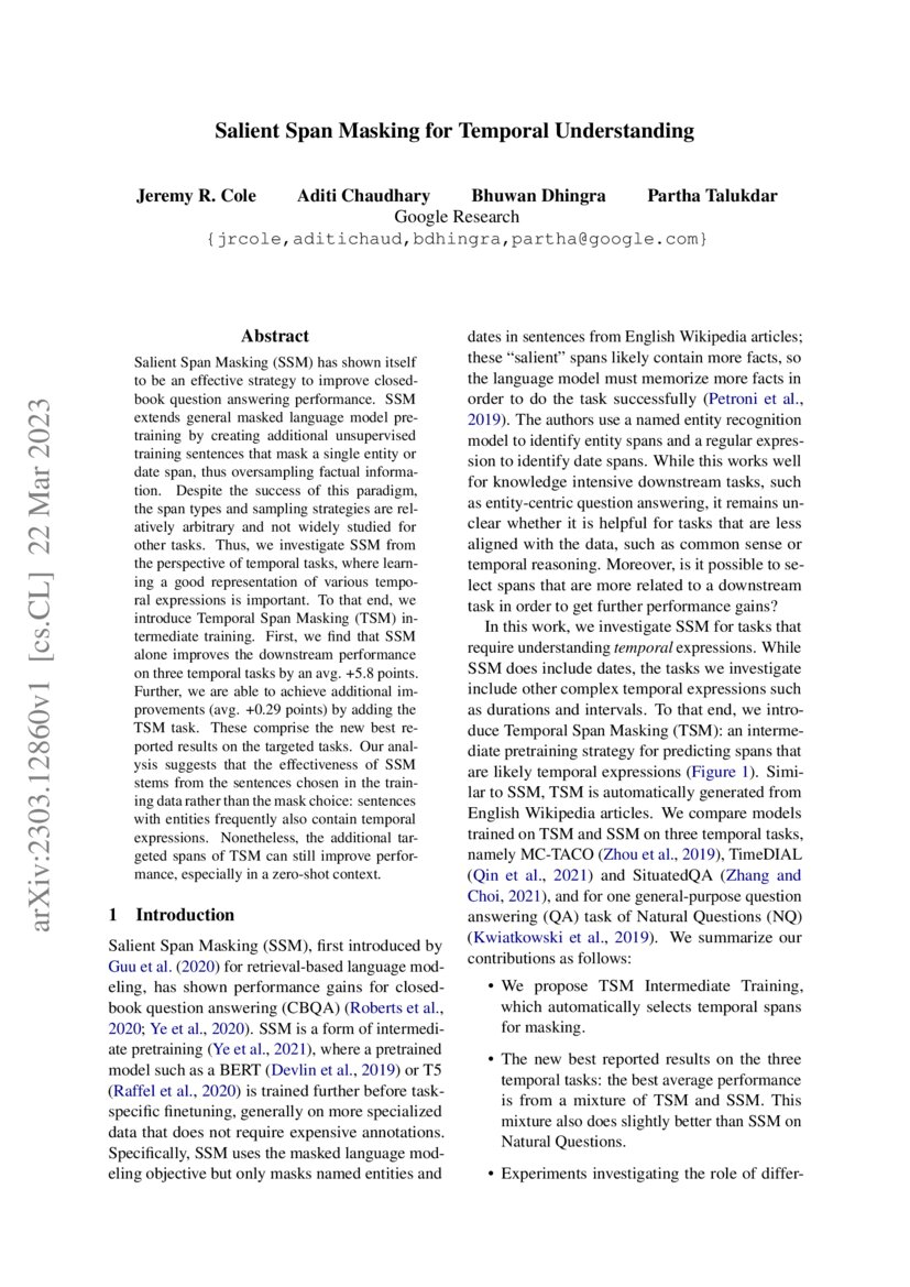 Salient Span Masking for Temporal Understanding | DeepAI
