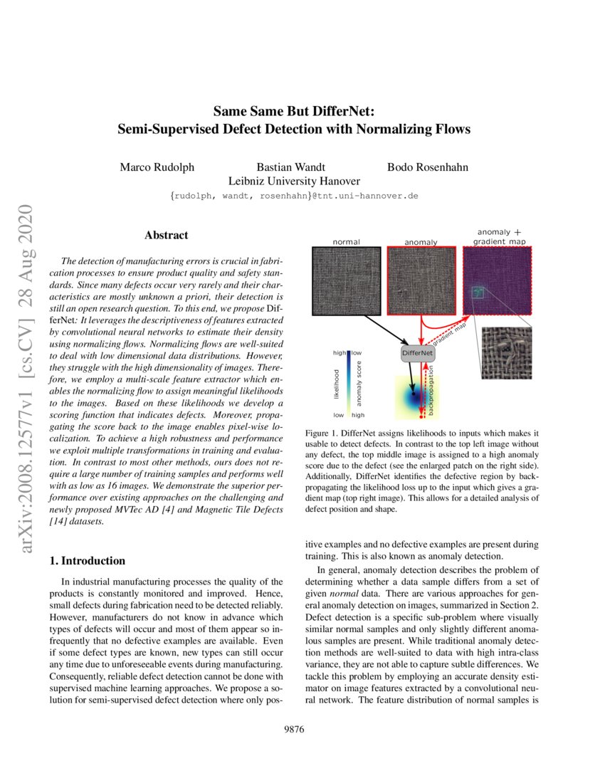 Same Same But DifferNet: Semi-Supervised Defect Detection with ...