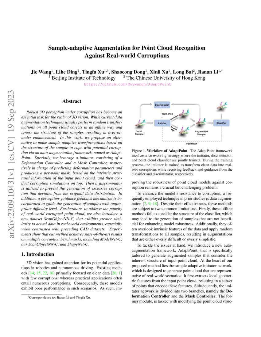 Sample-adaptive Augmentation for Point Cloud Recognition Against Real ...