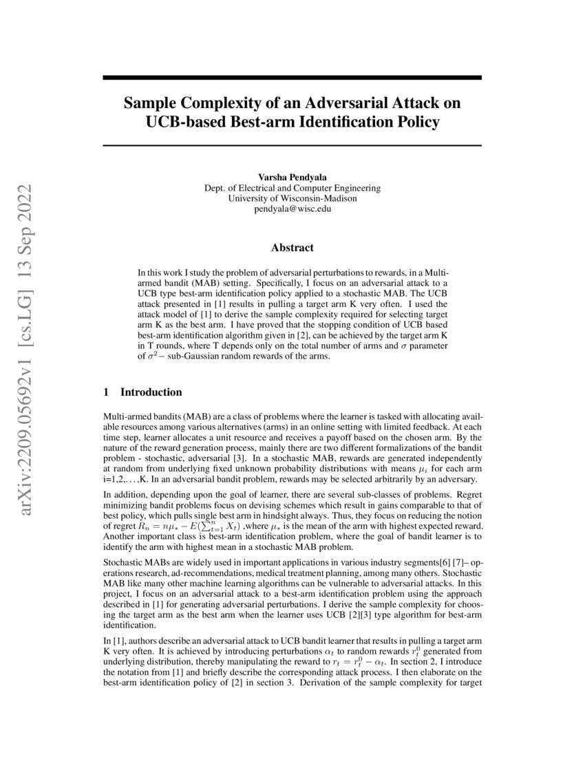 Sample Complexity of an Adversarial Attack on UCB-based Best-arm ... Sample Complexity of an Adversarial Attack on UCB-based Best-arm ...