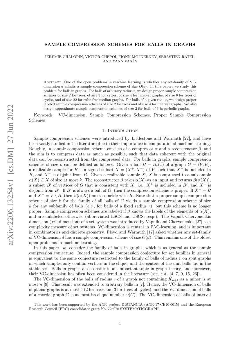 Sample Compression Schemes For Balls In Graphs Deepai