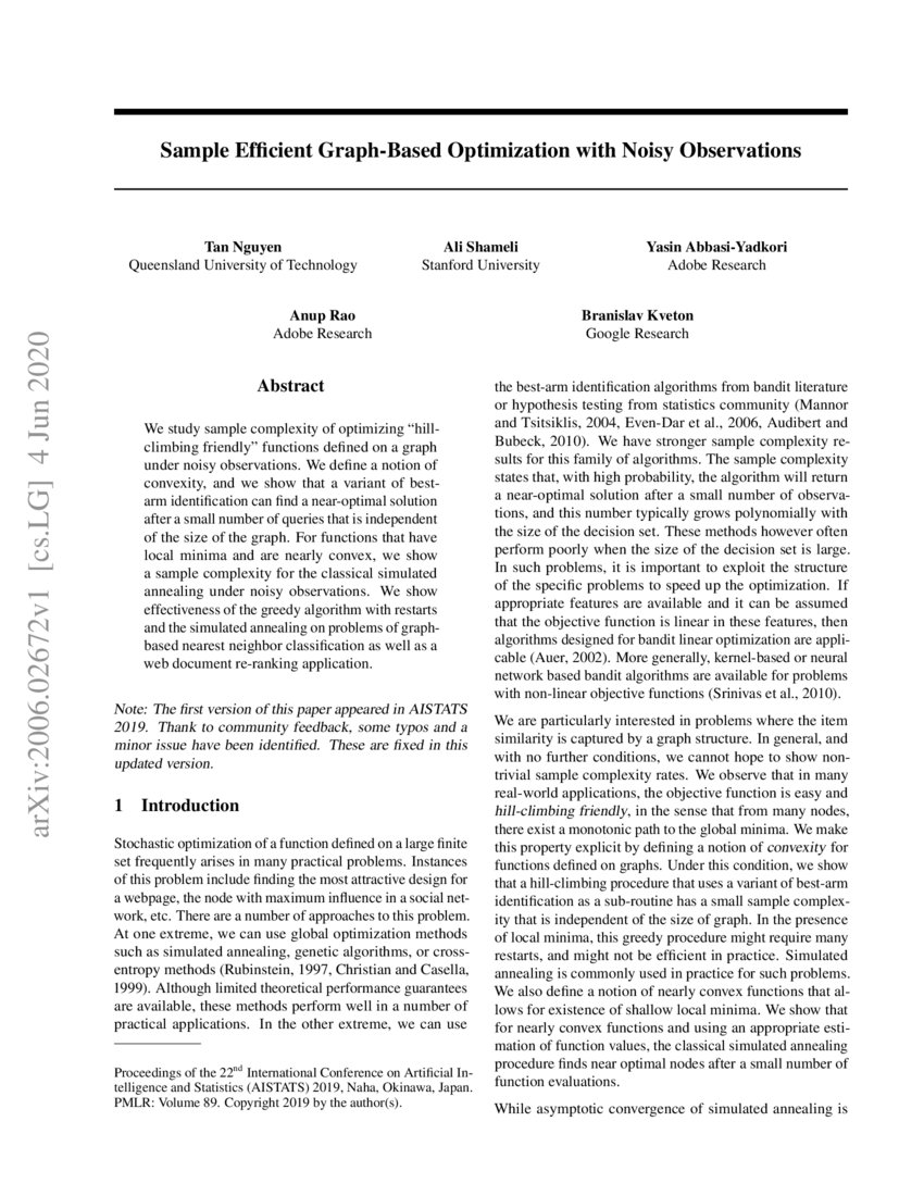 Sample Efficient Graph-Based Optimization with Noisy Observations | DeepAI