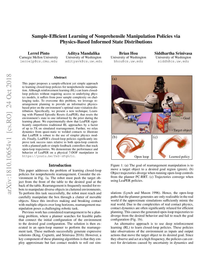 Sample-Efficient Learning of Nonprehensile Manipulation Policies via Physics-Based Informed ...