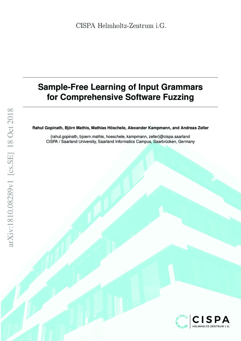 Sample-Free Learning of Input Grammars for Comprehensive Software Fuzzing | DeepAI