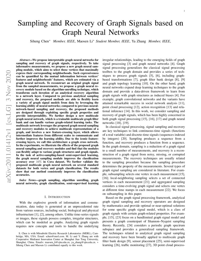 Sampling and Recovery of Graph Signals based on Graph Neural Networks | DeepAI