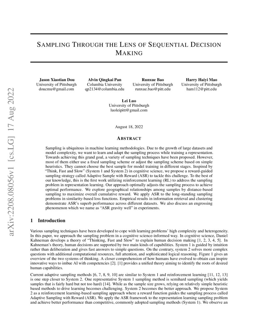 Sampling Through The Lens Of Sequential Decision Making Deepai