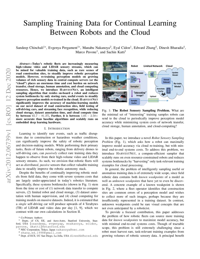 Sampling Training Data for Continual Learning Between Robots and the ...