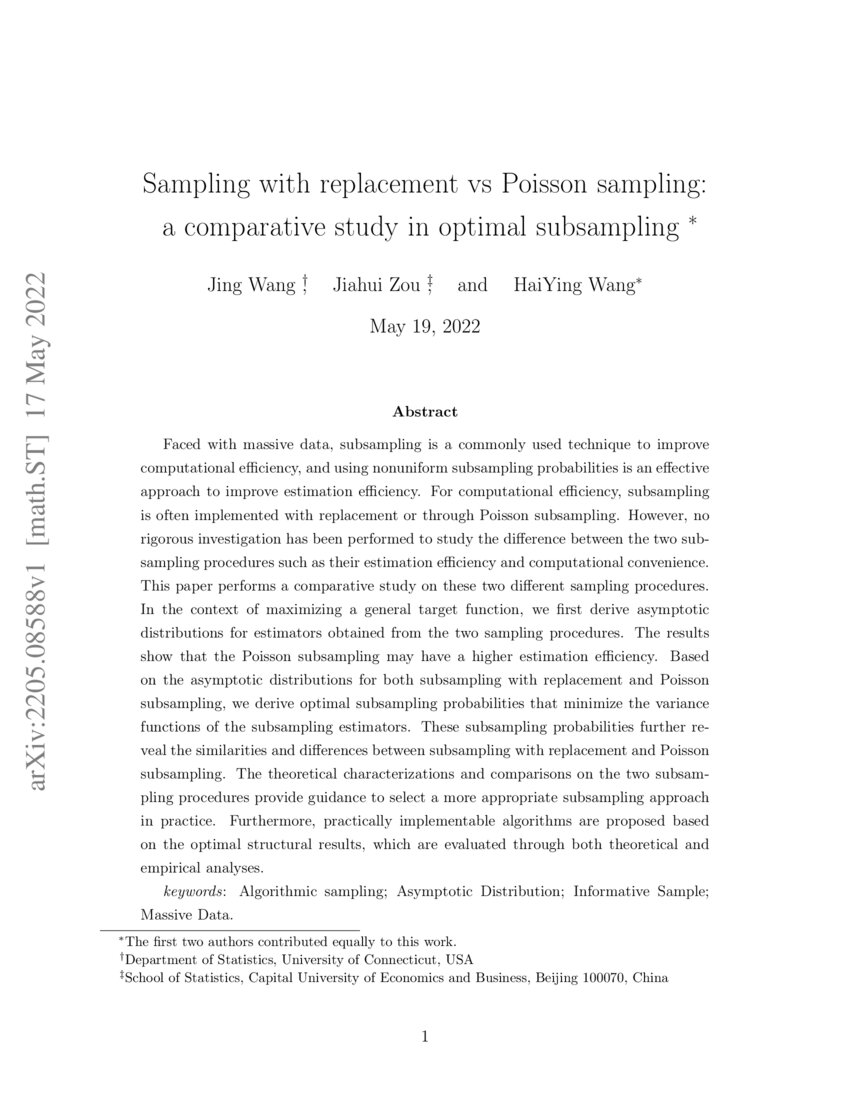 Sampling with replacement vs Poisson sampling: a comparative study in optimal subsampling | DeepAI