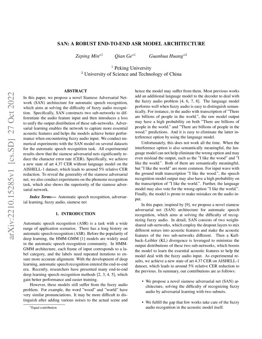 SAN: a robust end-to-end ASR model architecture | DeepAI