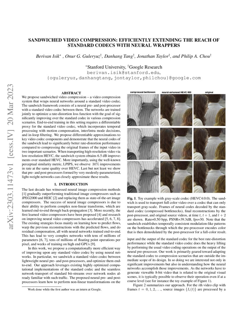 Sandwiched Video Compression Efficiently Extending The Reach Of Standard Codecs With Neural