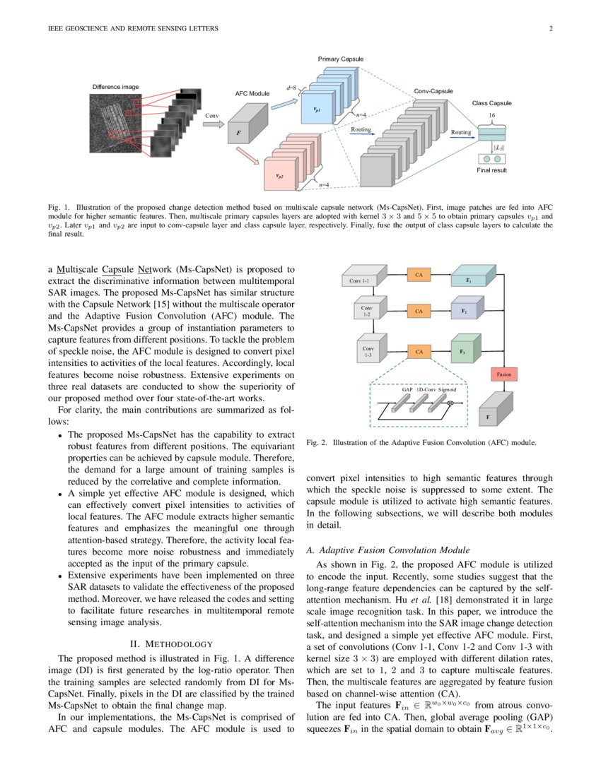 SAR Image Change Detection Based on Multiscale Capsule Network | DeepAI