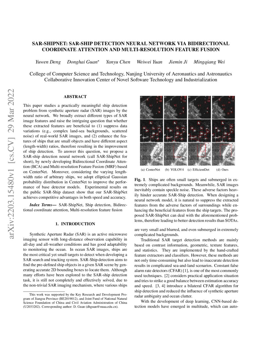 Sar Shipnet Sar Ship Detection Neural Network Via Bidirectional Coordinate Attention And Multi