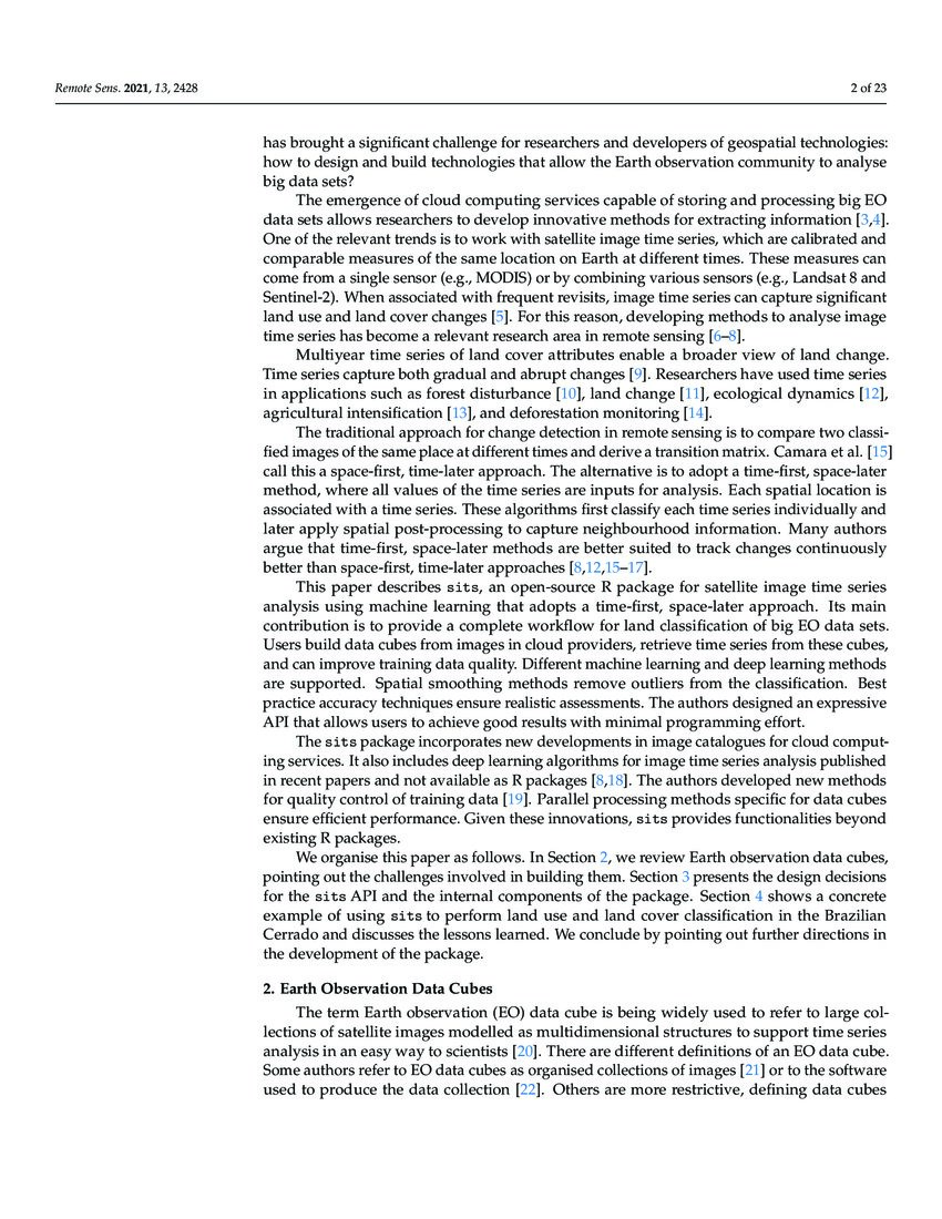 Satellite Image Time Series Analysis for Big Earth Observation Data ...