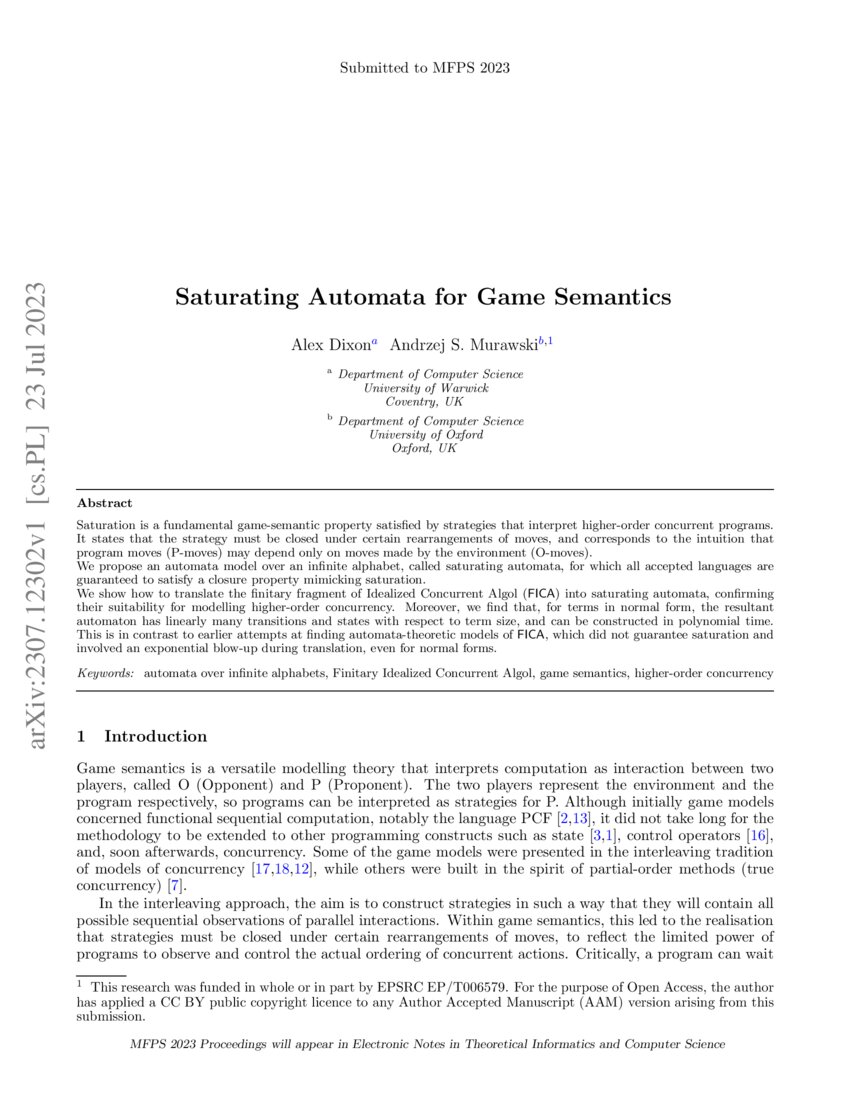 Saturating automata for game semantics | DeepAI