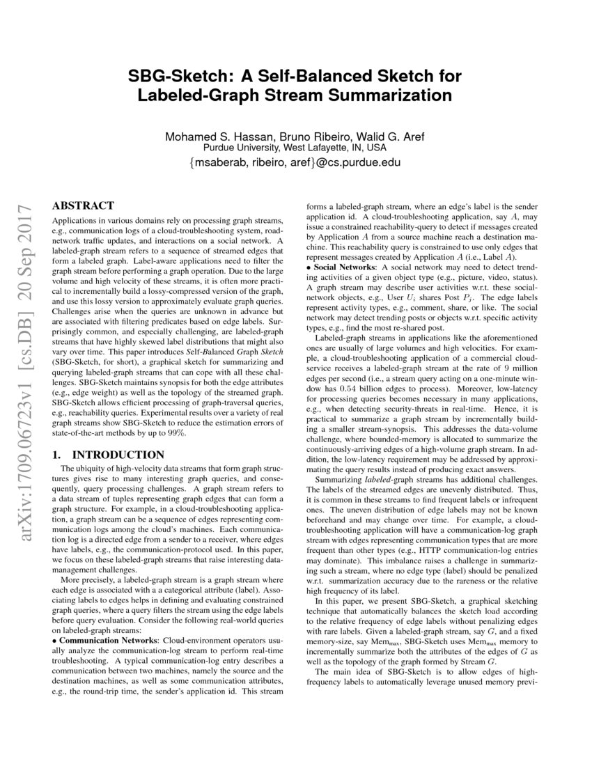 SBG-Sketch: A Self-Balanced Sketch for Labeled-Graph Stream ...