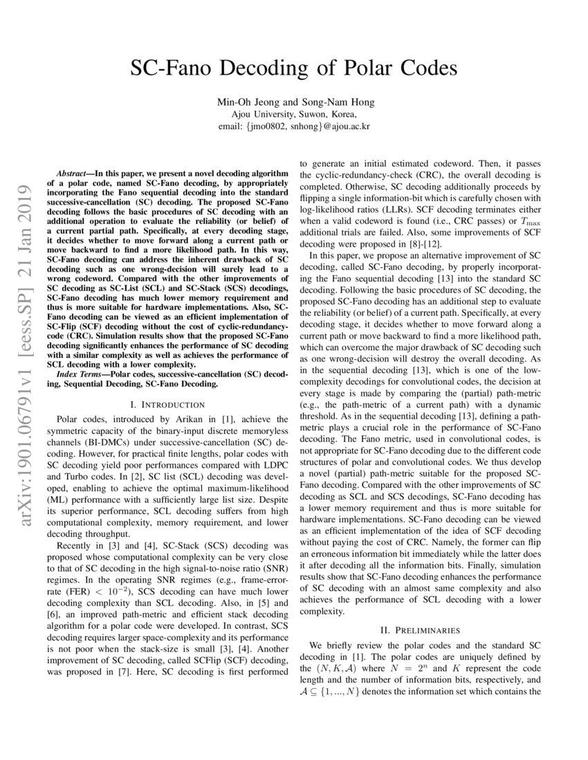 SC-Fano Decoding of Polar Codes | DeepAI