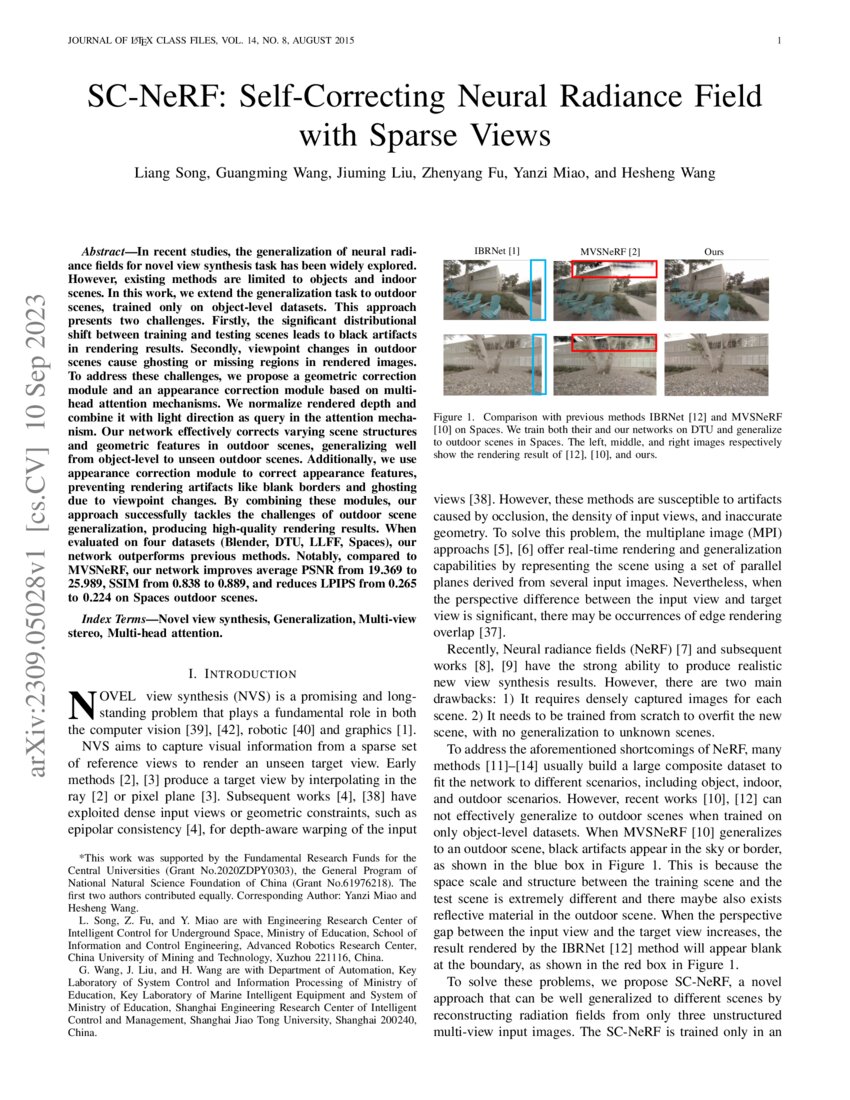 SC-NeRF: Self-Correcting Neural Radiance Field with Sparse Views | DeepAI