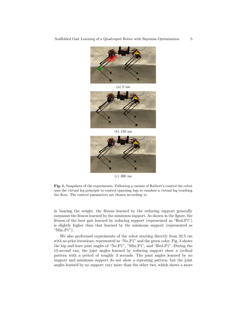 Scaffolded Gait Learning of a Quadruped Robot with Bayesian Optimization | DeepAI