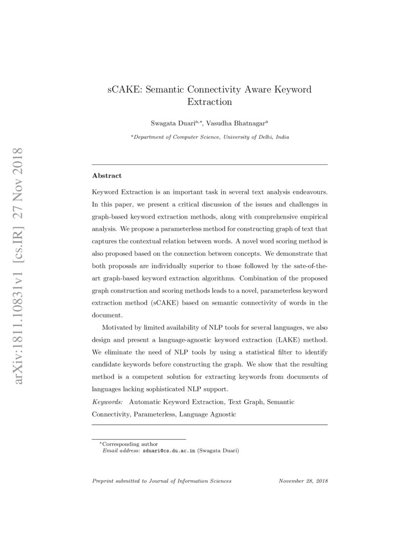 Scake Semantic Connectivity Aware Keyword Extraction Deepai