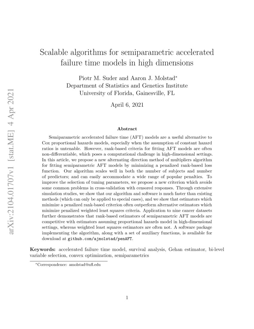 Scalable algorithms for semiparametric accelerated failure time models in high dimensions | DeepAI