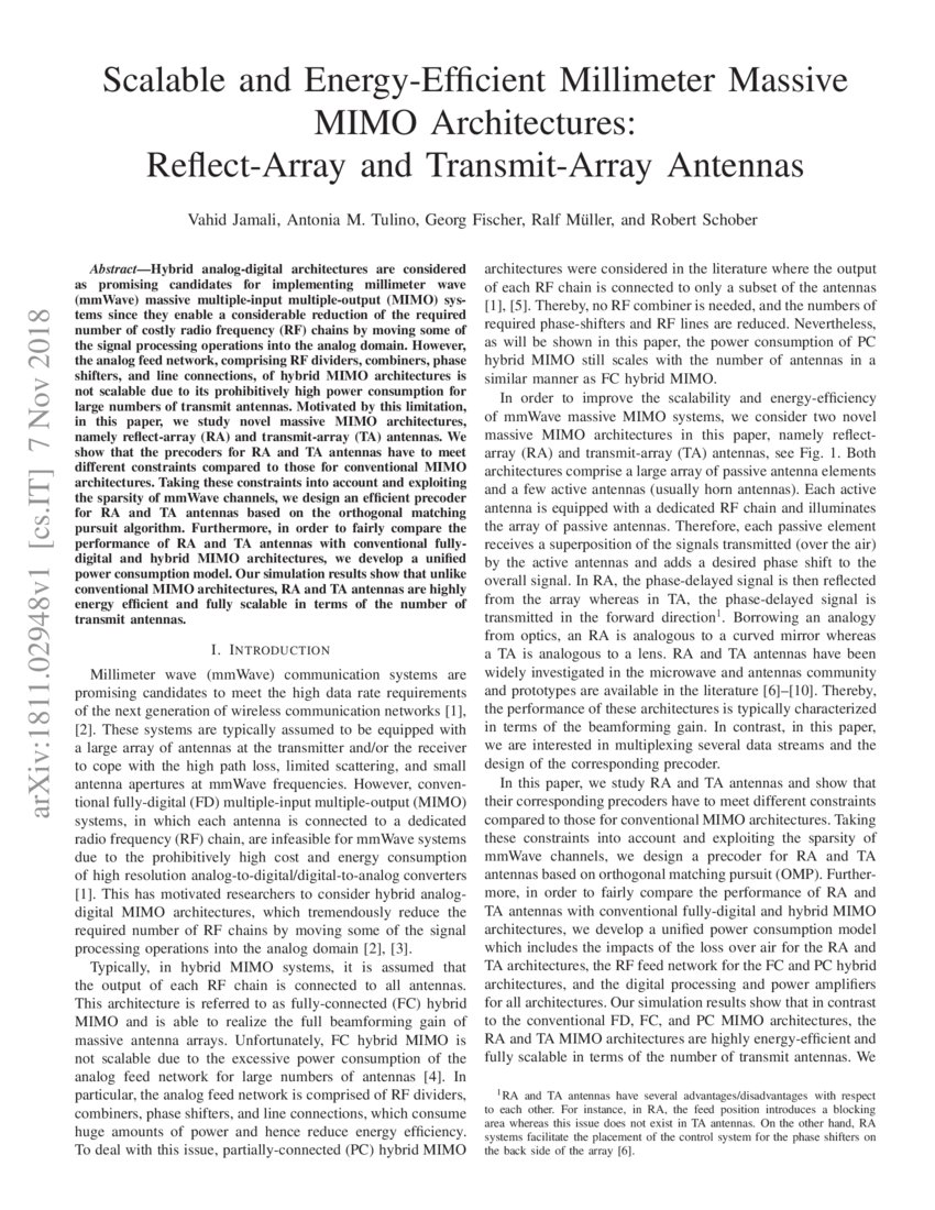 Scalable and Energy-Efficient Millimeter Massive MIMO Architectures ...